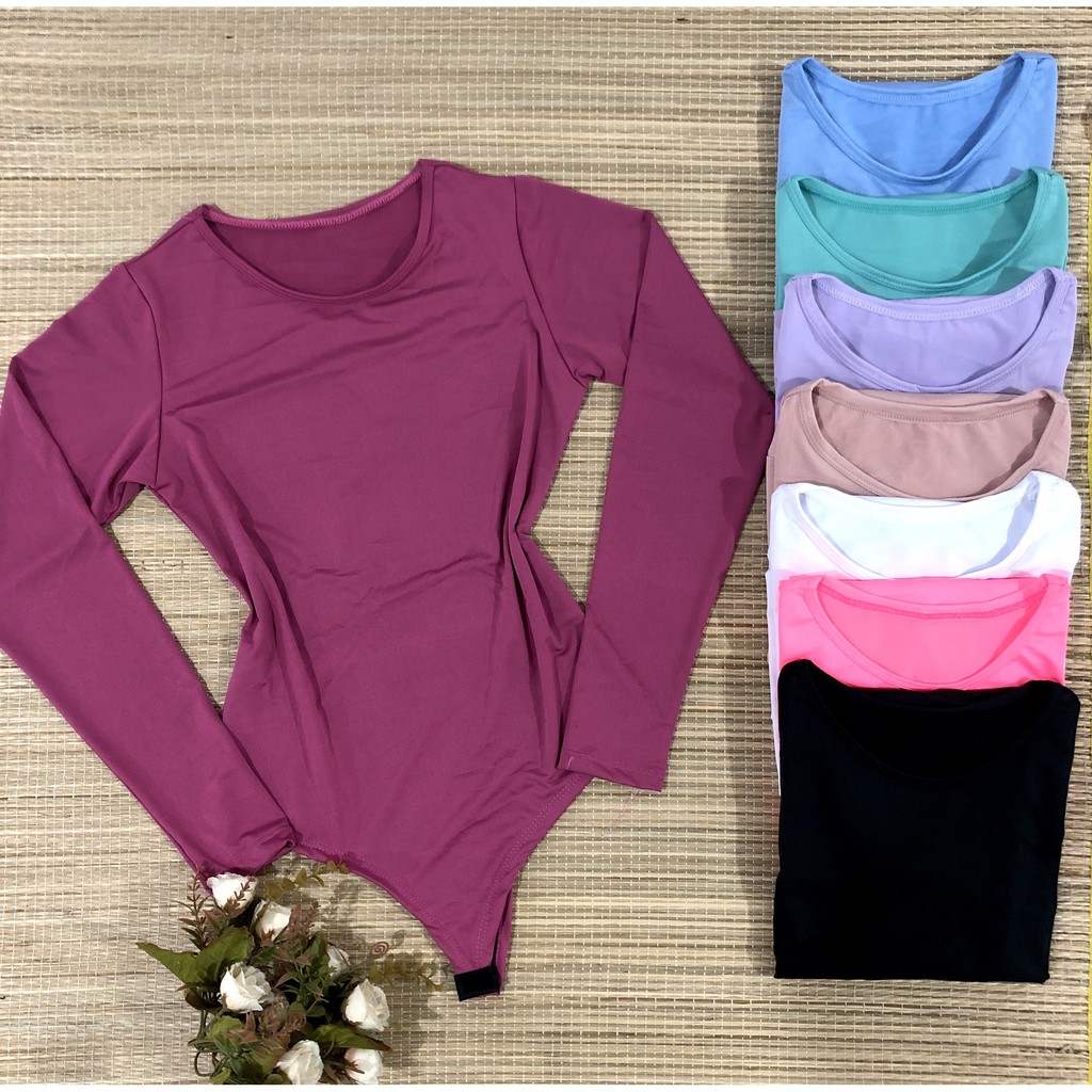 Blusa Body Feminino básico collant blusas segunda pele gola redonda ...
