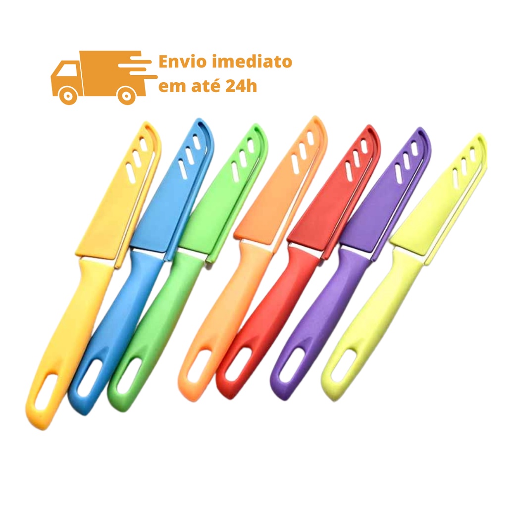 Faca Afiada Lâmina Aço Inox Cozinha com Capa de Proteção Resistente ...