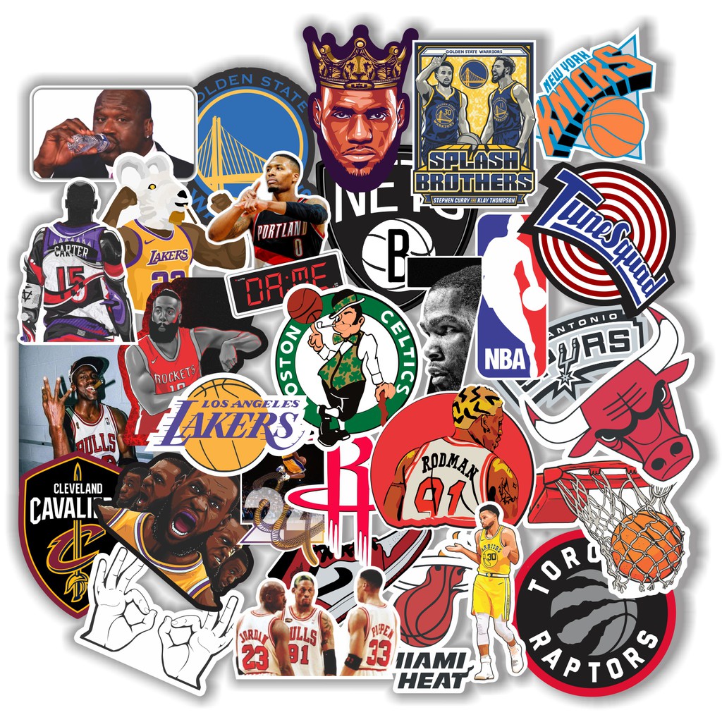 Kit 30 Adesivos Stickers Basquete Nba A Prova d'água Lebron James Kobe ...