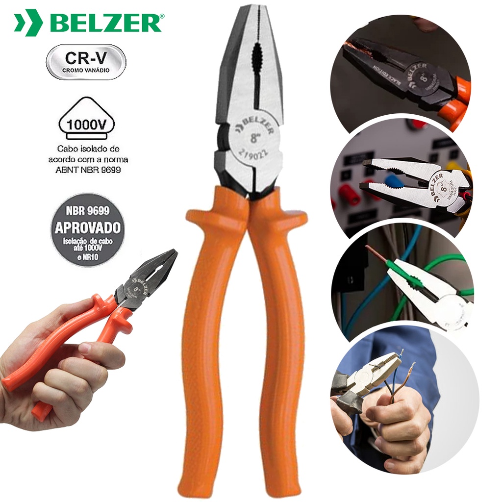 Alicate Universal 8 Polegadas Isolado 1000 Volts Belzer | Shopee Brasil