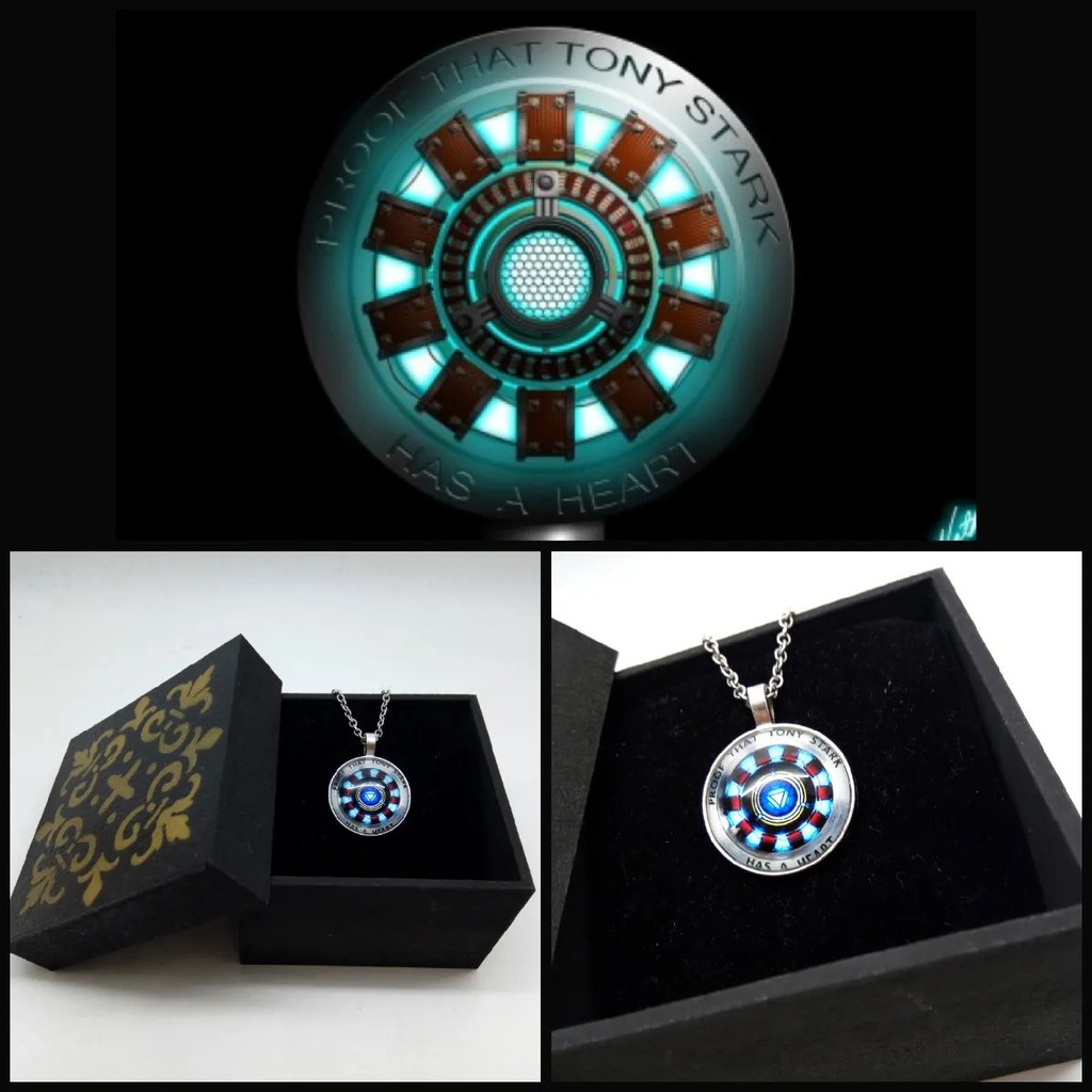 "proof That Tony Stark Has a heart" reator arc em forma de colar c\caixa | Shopee Brasil