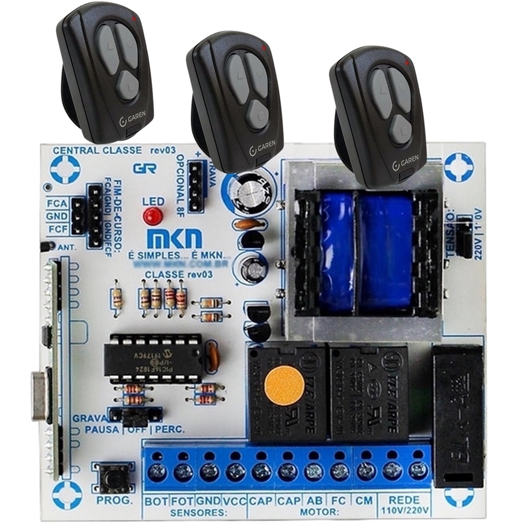 PLACA ELETR. MKN COM 3 CONTROLES PARA MOTOR PORTÃO GAREN SEG | Shopee ...