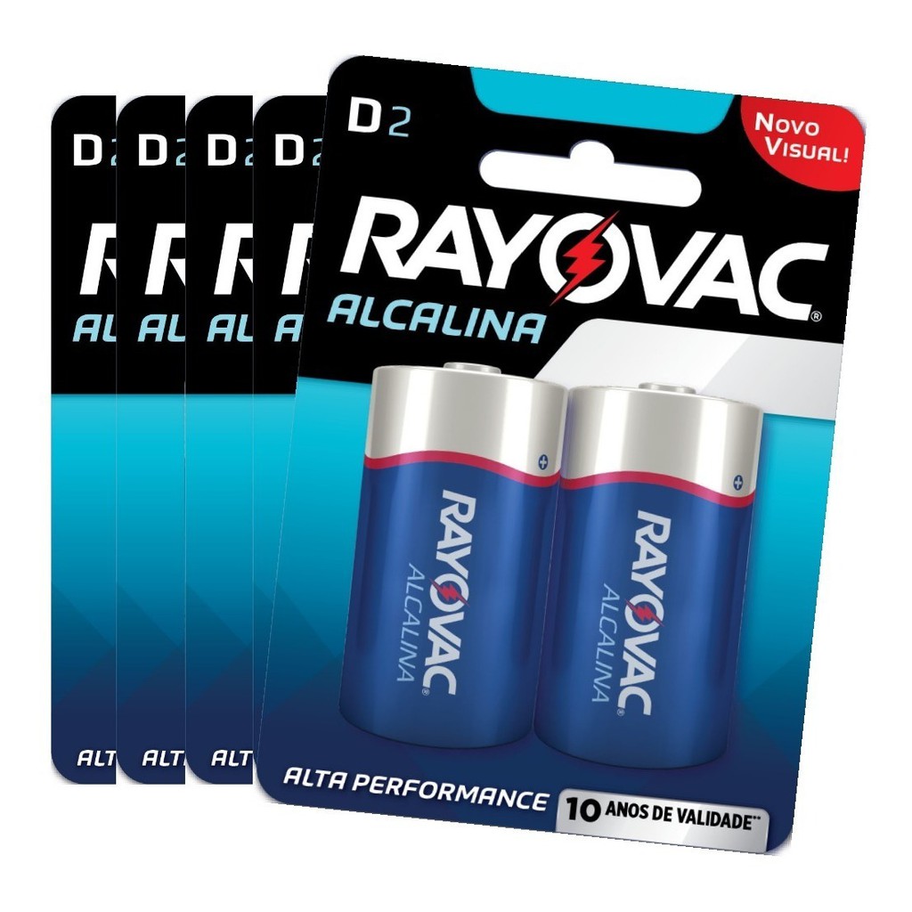 Kit Com 10 Pilha Alcalina Grande Rayovac D - Nf - Lacrada | Shopee Brasil