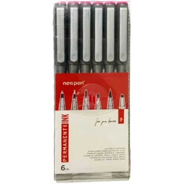 Caneta Permanente INK 6 Pontas Diferentes Rosa - Newpen | Shopee Brasil