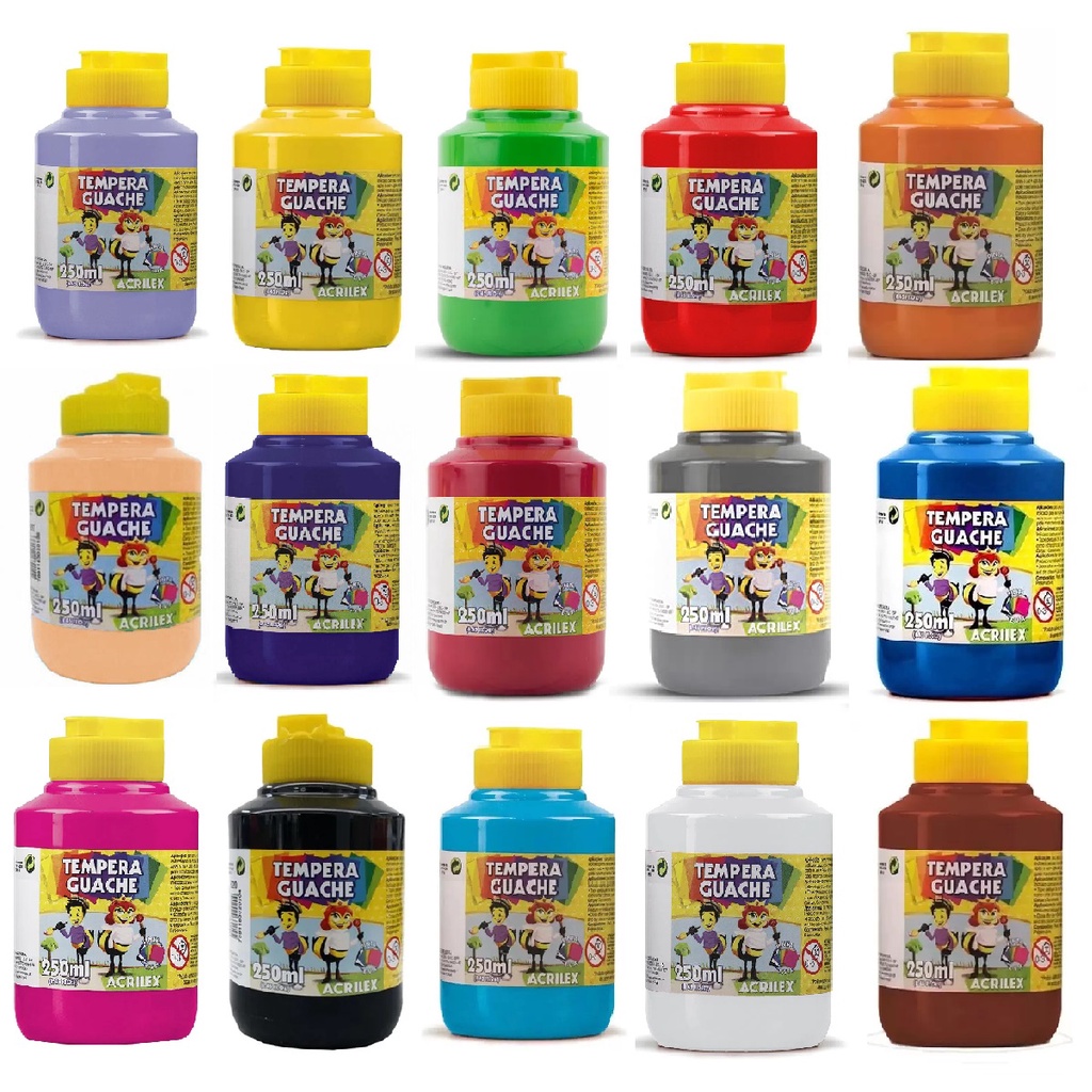 Tinta Guache 250ml Acrilex - Cores A Sua Escolha | Shopee Brasil