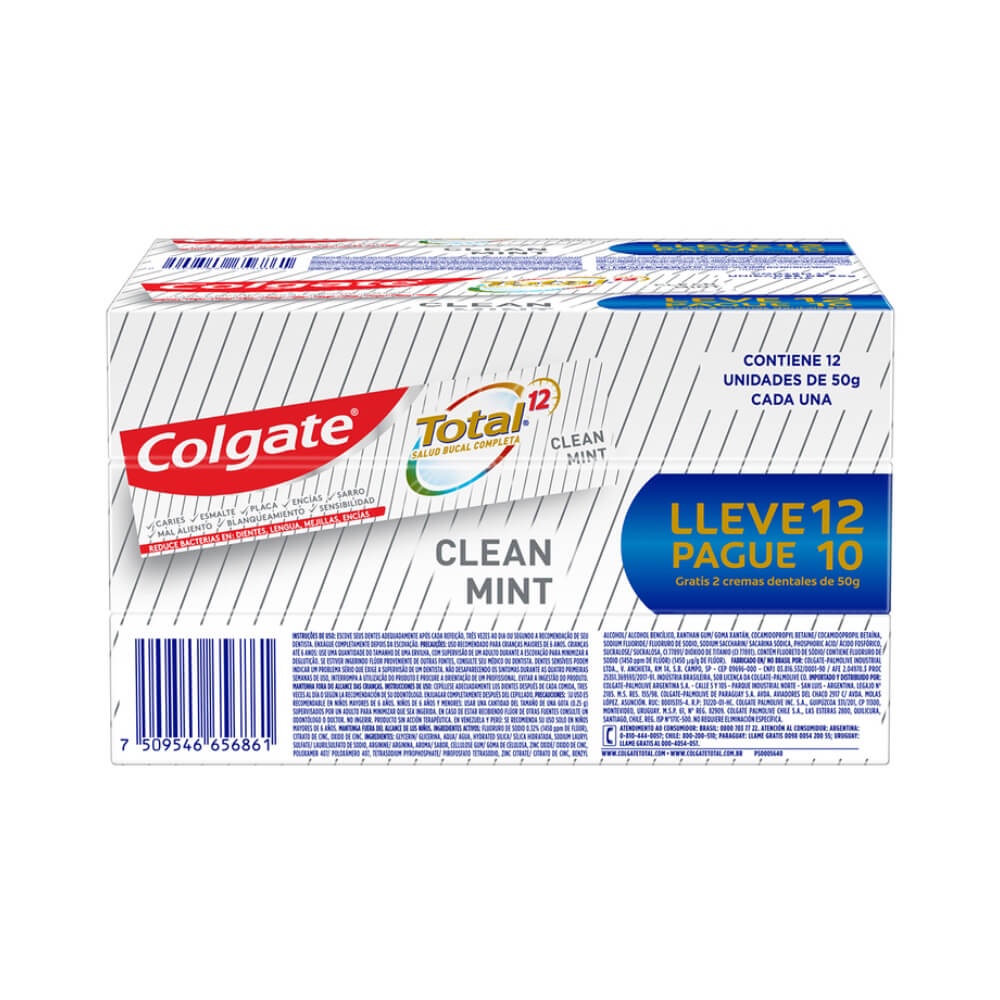 Colgate Total 12 Clean Mint Creme Dental 12x50g | Shopee Brasil