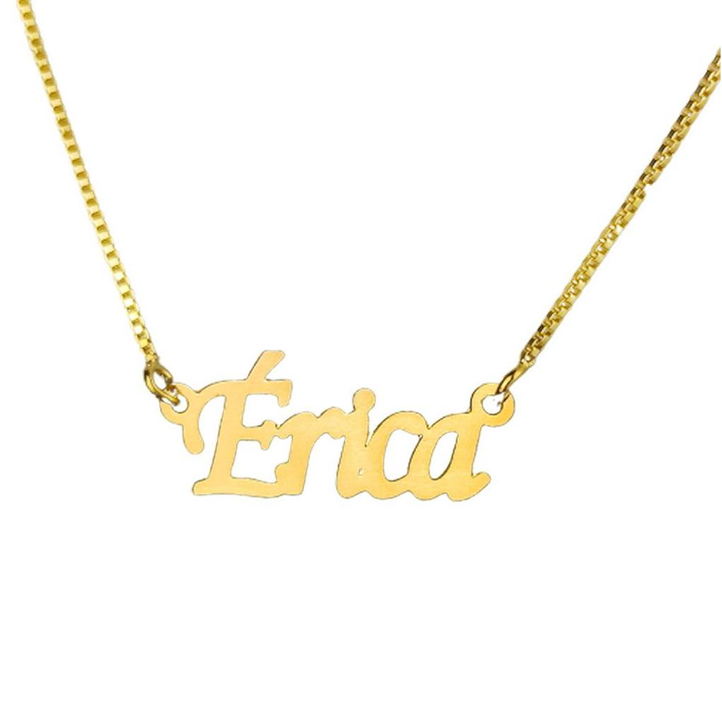 1 Colar De Nome Érica Semijoia Banhado Ouro 18k- Erica-com-acento ...