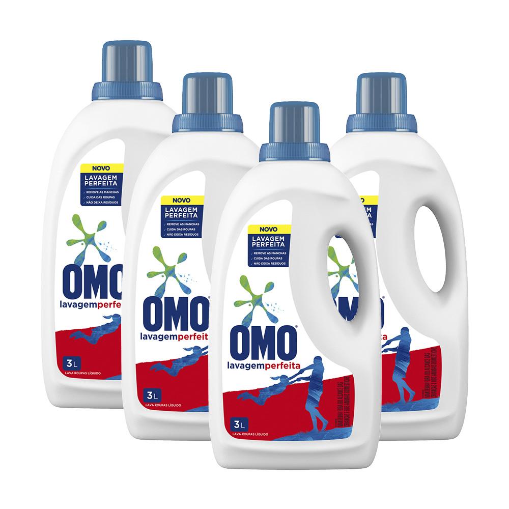 Kit 4 Lava-Roupas Líquido Omo Lavagem Perfeita 3l | Shopee Brasil