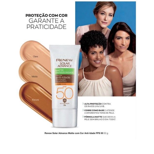 Protetor Solar Matte com Cor FPS 50 Renew - 50 g | Shopee Brasil