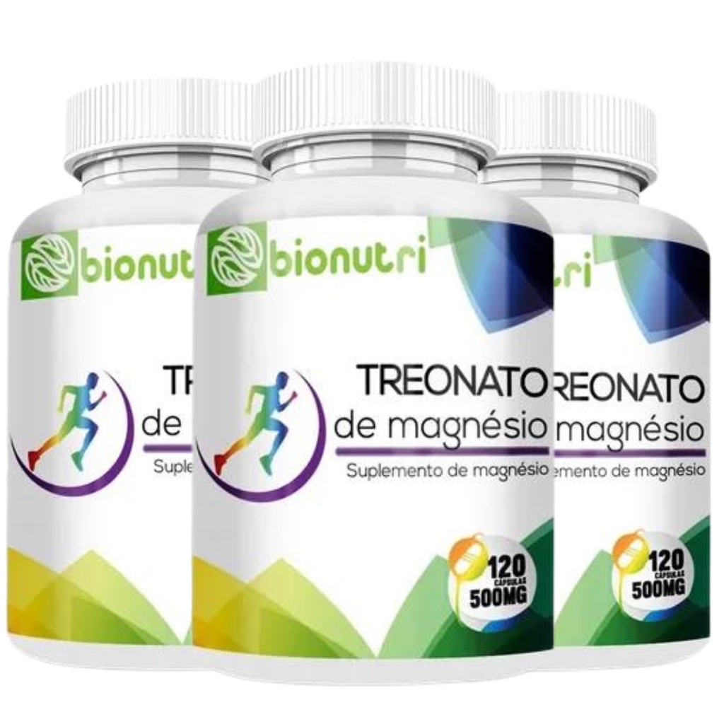 Kit 3x Treonato de Magnesio 120caps 500mg Bionutri | Shopee Brasil