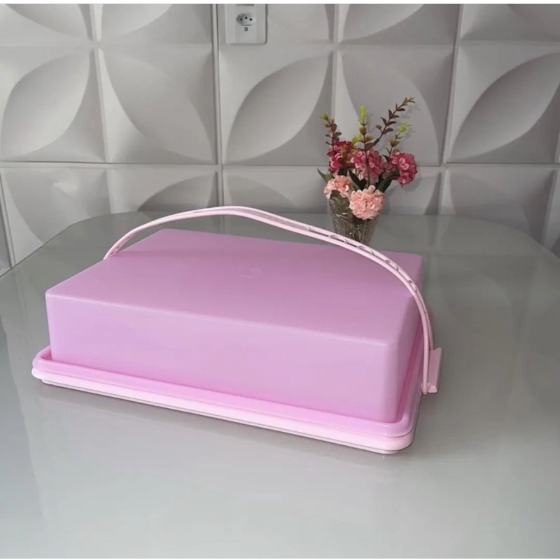 Tupperware Big Cake Retangular Rosa | Shopee Brasil