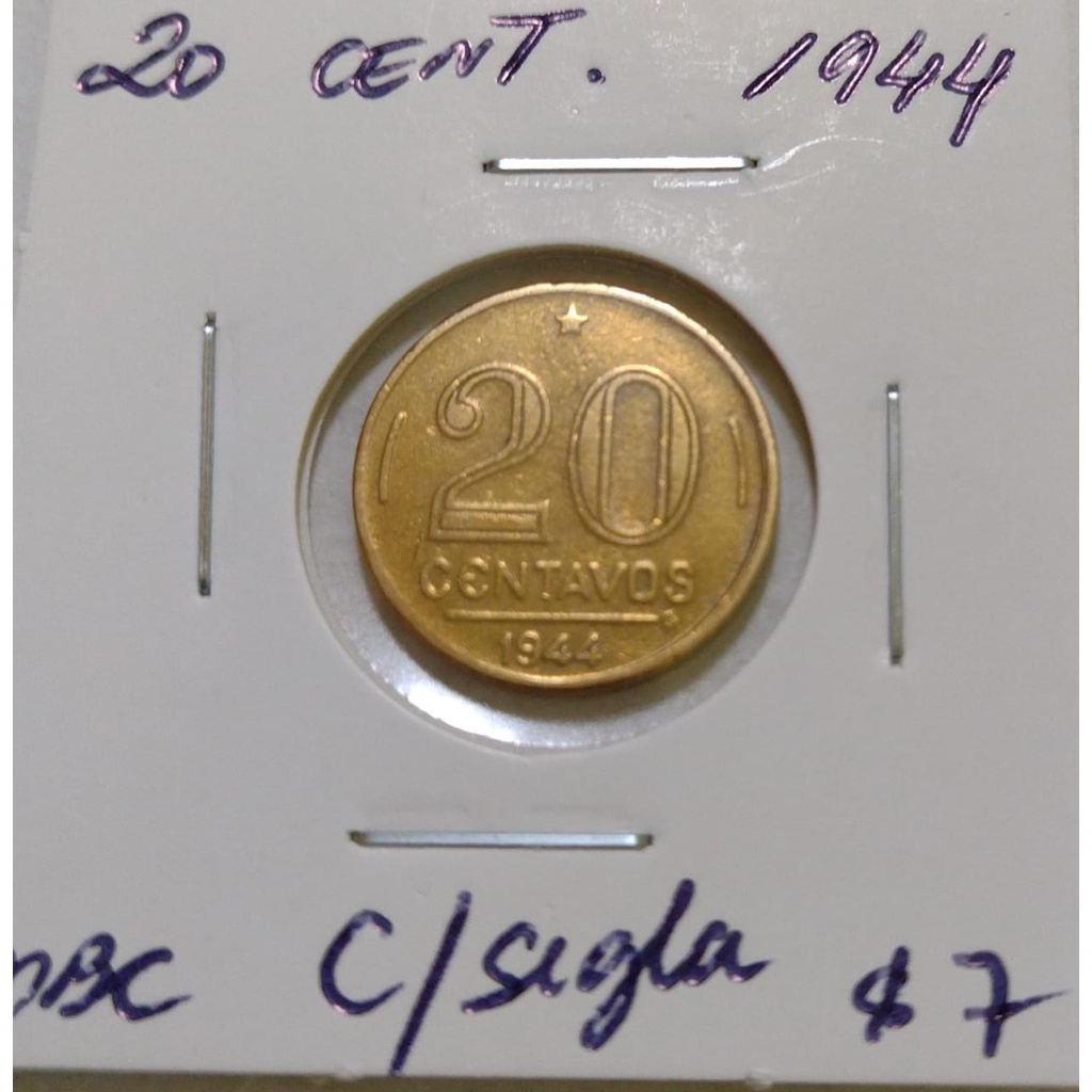 MOEDA 20 CENT. 1944 C/SIGLA - BRONZE ALUM. MBC - Y0080 | Shopee Brasil