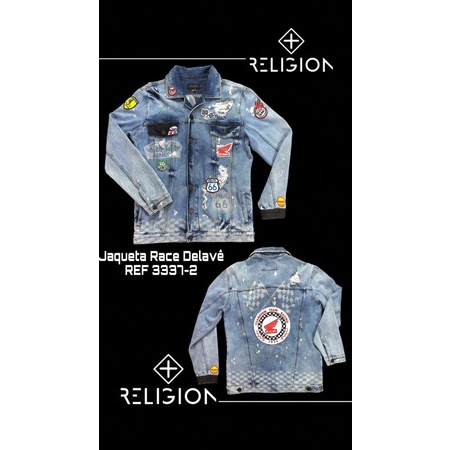 JAQUETA JEANS RELIGION RACER DELAVE | Shopee Brasil