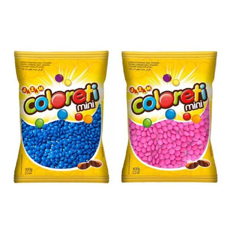 Mini confeito AZUL, ROSA, ROSA E BRANCO Coloreti 500g. Confete/Disquete/MM/Para bolo/Festa ...