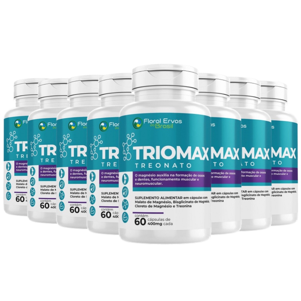 Triomax Treonato 8x 60 Cáp Magnésio Dimalato Cloreto Quelato | Shopee ...