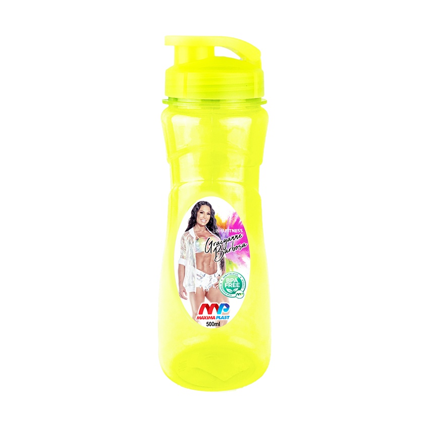 Garrafa de Água Squeeze Fitness 500ml Amarelo Bebidas Sucos Refrescos ...
