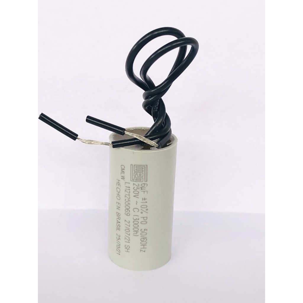 Capacitor P/ Ventilador Permanente 6 Uf 250 Vca 2 Fios | Shopee Brasil