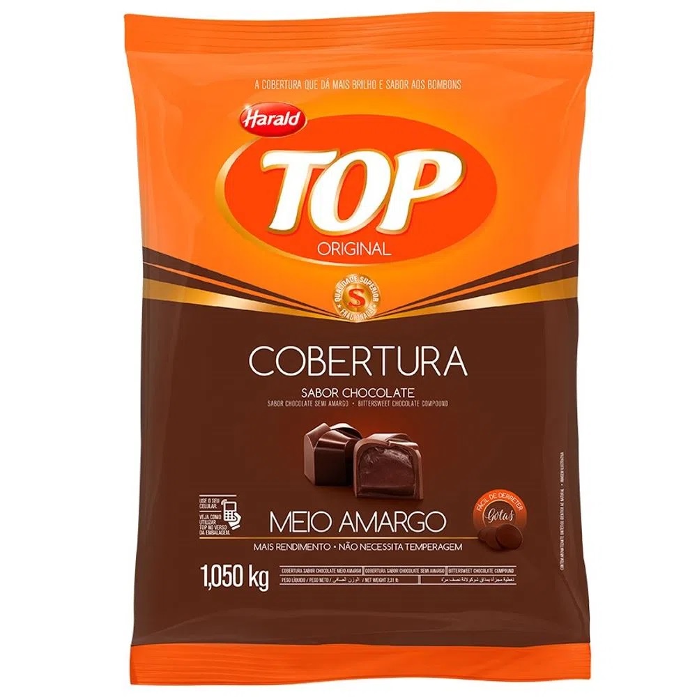 Cobertura Top Fracionada Meio Amargo Gotas 1,01kg Harald | Shopee Brasil