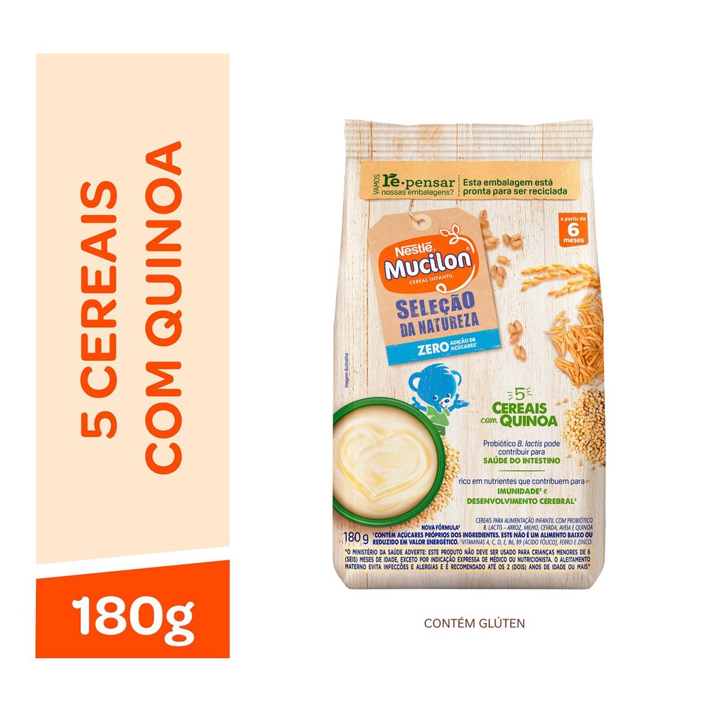 Cereal Mucilon 5 Cereais com Quinoa 180g | Shopee Brasil