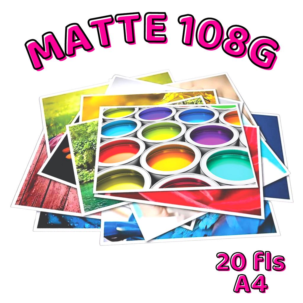 Papel Matte 108g (20 Fls A4) Fotográfico Fosco p/ Jato de Tinta | Shopee Brasil