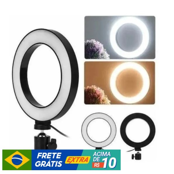 Ring Light De Mesa Iluminador De Led Tripé 6 Polegadas 16cm | Shopee Brasil
