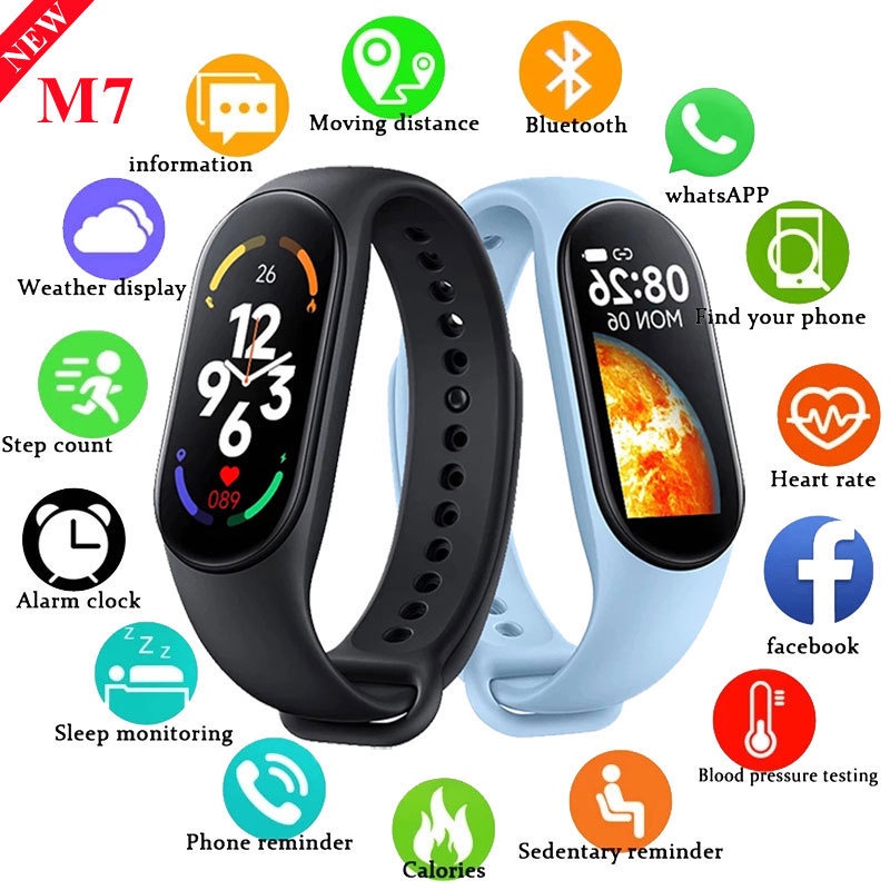 Pulseira PRETO smart mi band m7 Bluetooth IOS Android | Shopee Brasil