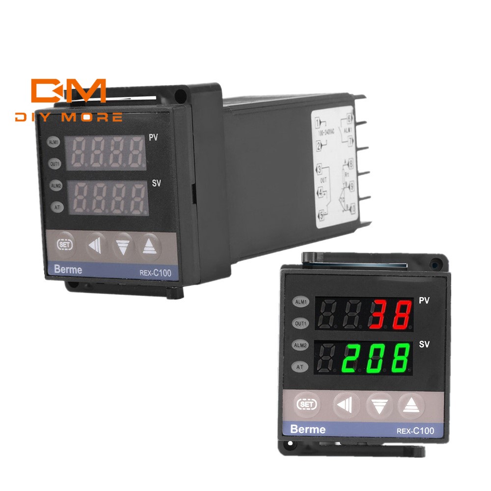 DIYMORE Conjunto Controlador De Temperatura Digital REX-C100 LCD PID SSR Tipo K Termoparle Novo ...