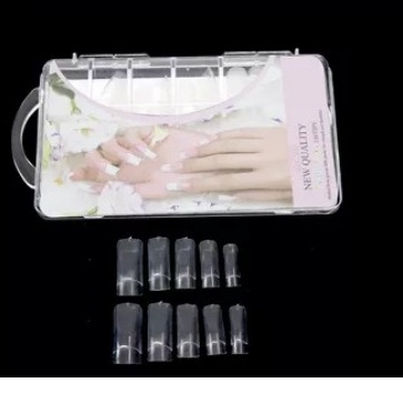 Kit c/100 Tips Reta Unhas Nails Acrigel Transparente Natural10061a ou ...