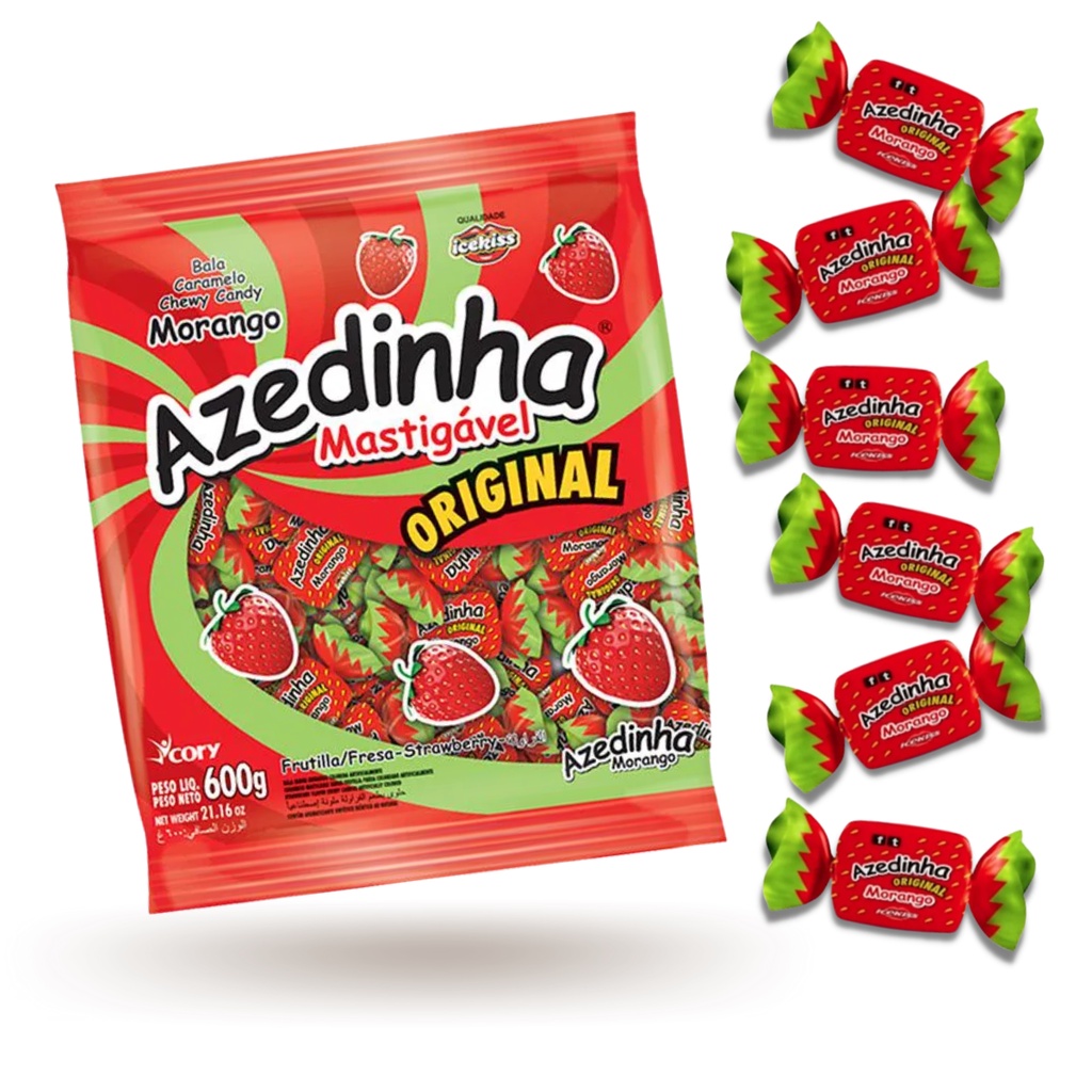 Bala Mastigável Azedinha Morango Ice Kiss 600g - Cory | Shopee Brasil