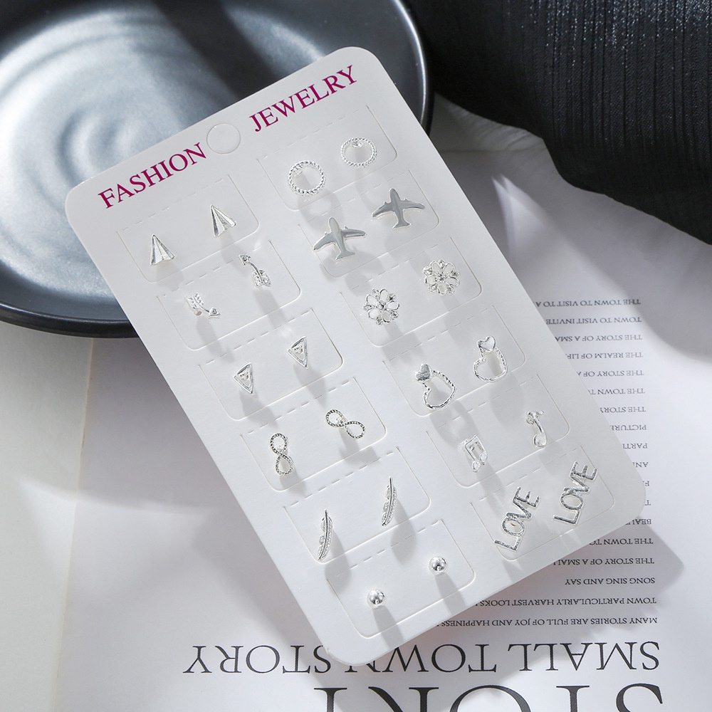 12 Pares De Brincos Femininos De Prata Simples E Versátil Moda Kit ...