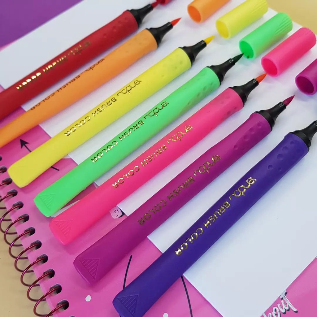 Caneta Brush Pen Hidrocor Ponta Pincel para Lettering | Shopee Brasil
