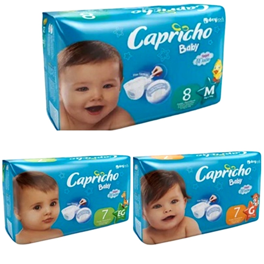 4 pacotes Fralda Capricho Baby P M G EG Pacote Azul bebê RN | Shopee Brasil