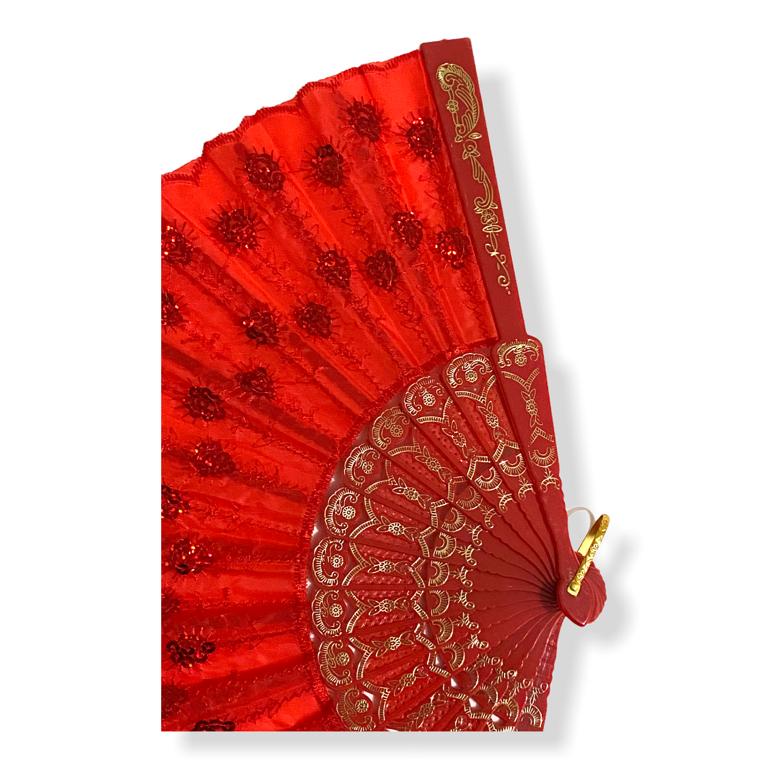 Leque Pomba Gira Cigana Paetê Vermelho Candomblé Umbanda | Shopee Brasil