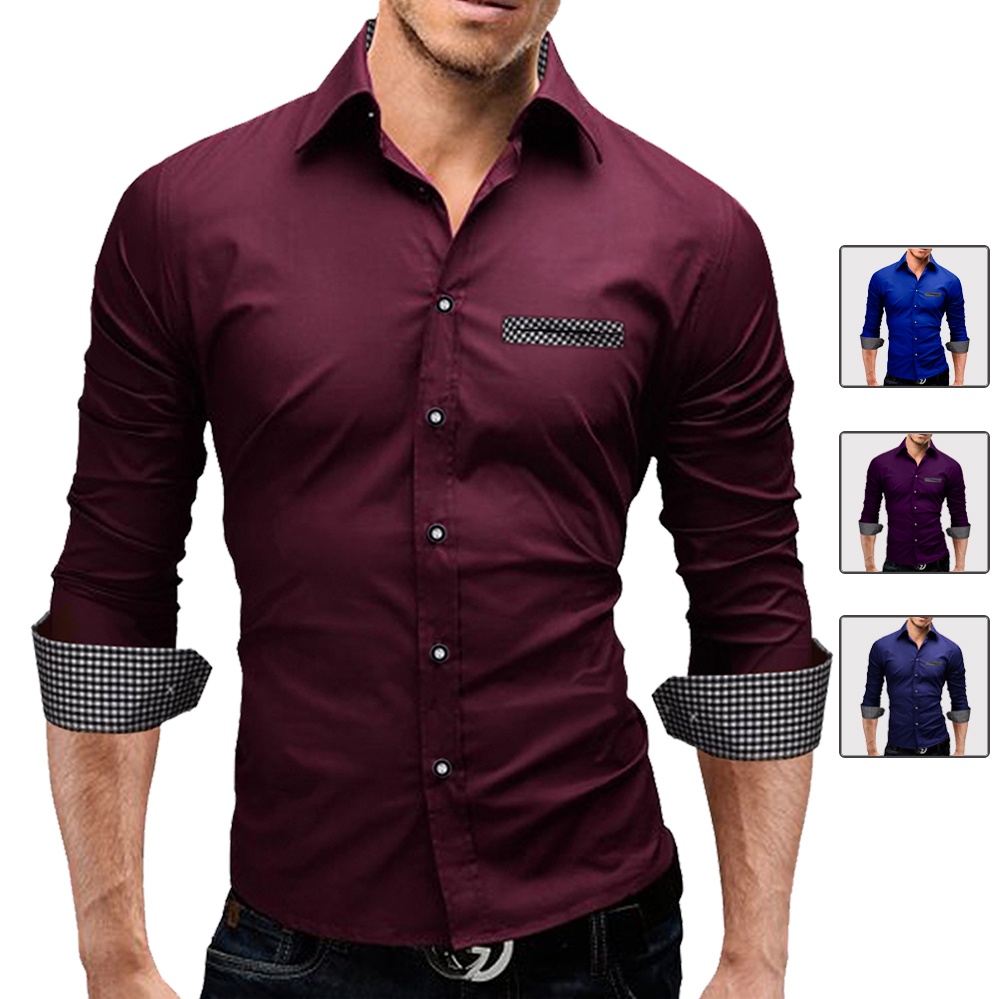 Camisa Social Masculina Manga Longa Slim Fit Com Detalhes Estampa ...