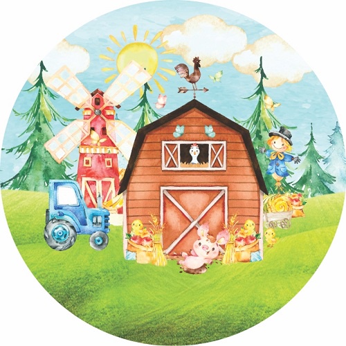 Painel Festa Redondo Sublimado Em Tecido Fazendinha C/elástico RE01 | Shopee Brasil