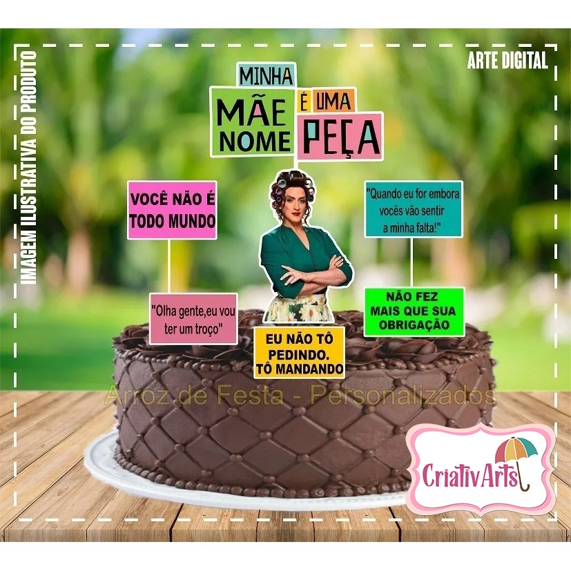 Topper Topo Decoração Bolo Personalizado Minha Mãe É uma Peça + Nome ...