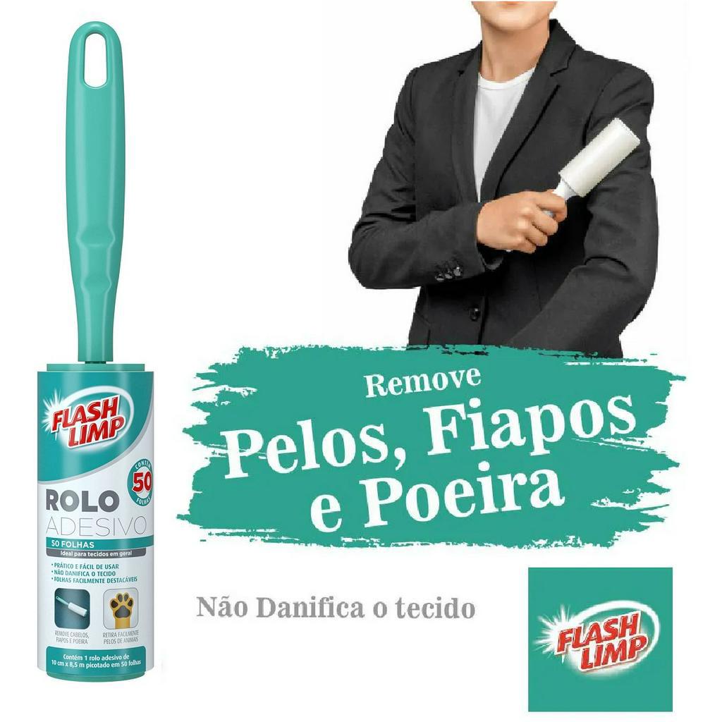 Rolo Adesivo Flash Limp Tira Pelos e Linhas Com 50 Folhas | Shopee Brasil