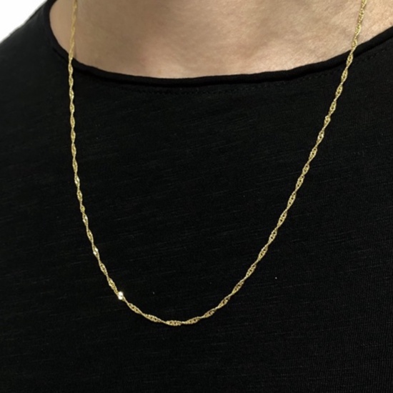 Corrente Fina Singapura 60cm Banhada a ouro 18k | Shopee Brasil