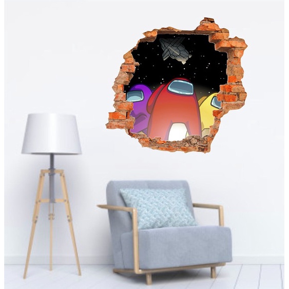Adesivo Buraco de Parede Among Us Mod 123 tam 55cm x 50cm | Shopee Brasil
