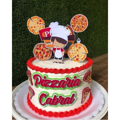 Topo Topper De Bolo Personalizado Pizza | Shopee Brasil