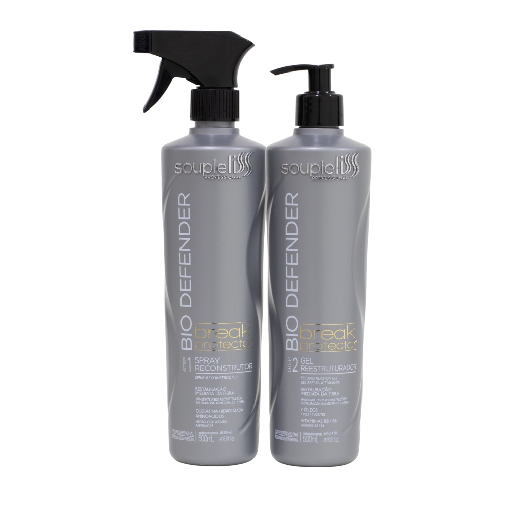 Kit Soupleliss Professional Bio Defender 2 Passos 500ml Cada | Shopee ...