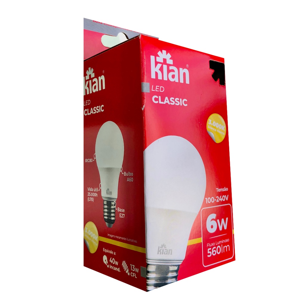 Lampada LED 6w Bivolt Luz Branca Morna 3000k | Shopee Brasil