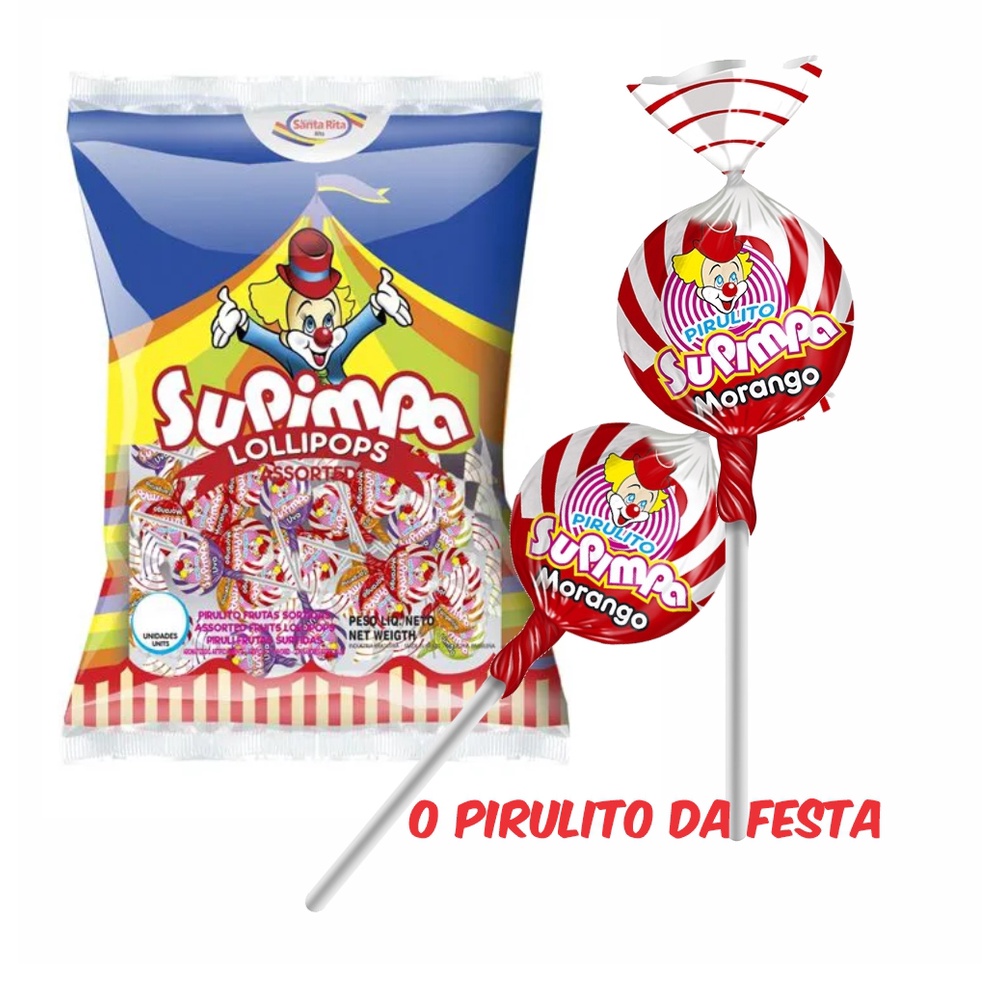 Pirulito Supimpa Sabores Variados Pacote Com 50 Und Para Festas e ...