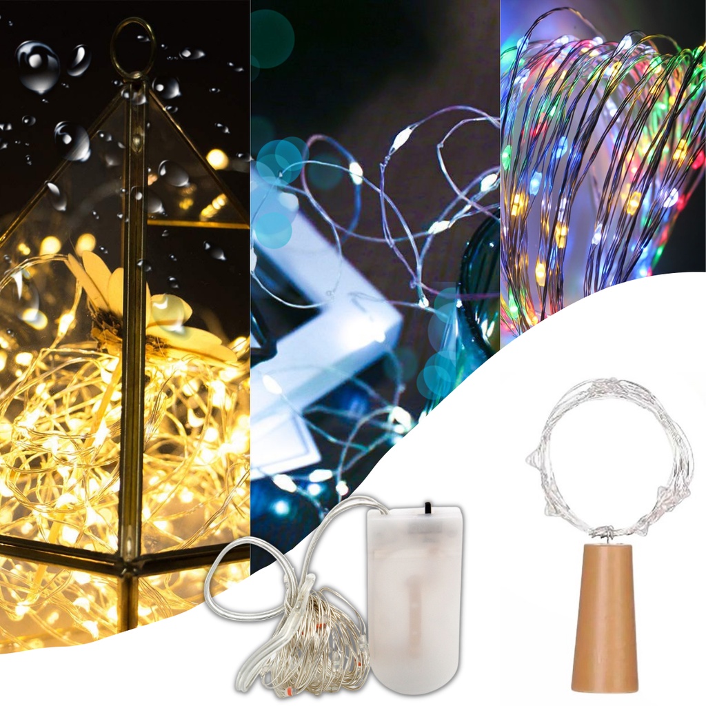 Fio De Fada Led Até 2 metros Formato Rolha e Bateria Aljatec Decoração ...