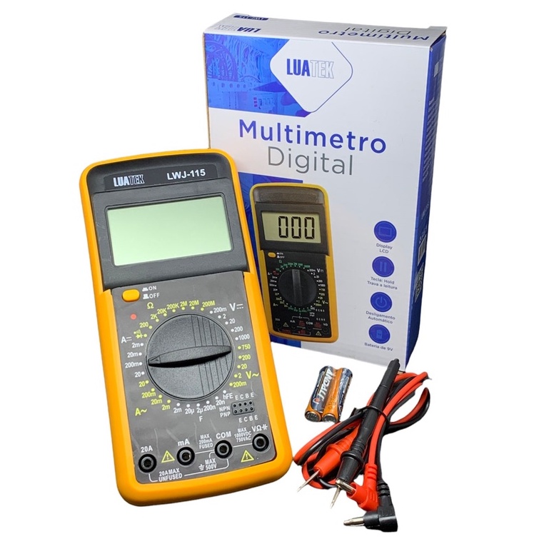 Multimetro Digital Portátil Profissional Com Capacímetro Sonoro E ...
