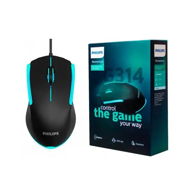 Mouse Gamer Philips G314 Com Fio e LED 1200dpi 3 Botões | Shopee Brasil