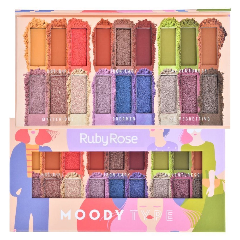 Paleta de Sombras Ruby Rose Moody Type Super Pigmentadas | Shopee Brasil