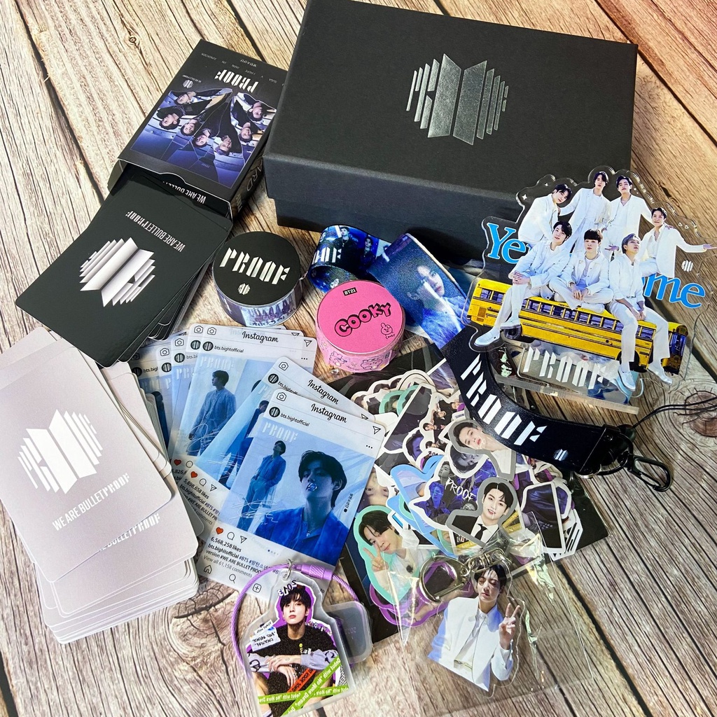 K-Pop BTS Bangtan Boys Proof Gift Box Set (Chaveiro + Suporte + Fita ...