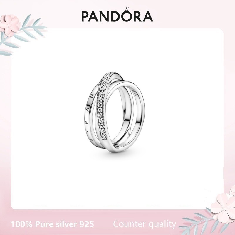 925 Anel De Prata Esterlina Crossover Faixa Tripla 199057C01 | Shopee ...