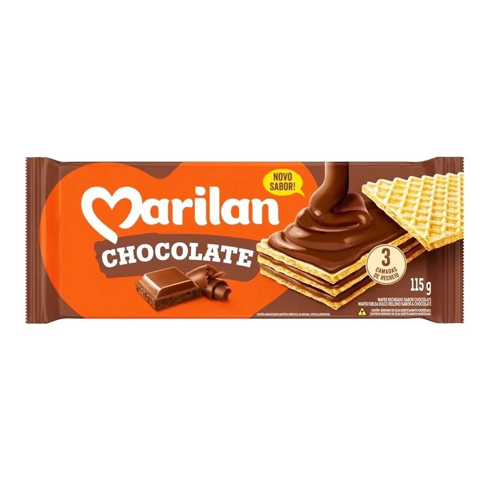 Biscoito Bolacha Wafer Chocolate 115 Gramas - Marilan | Shopee Brasil